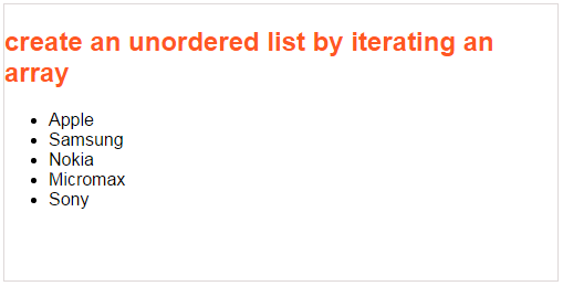 How to create an unordered list by iterating an array?